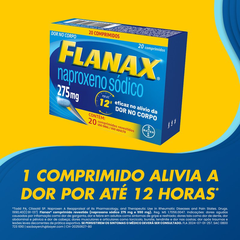 Analgésico Flanax 275mg 20 Comprimidos Revestidos