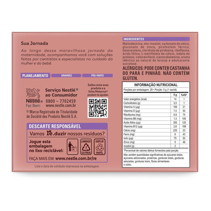 Suplemento Alimentar Materna Pré Sabor Laranja 28 Sachês 5g