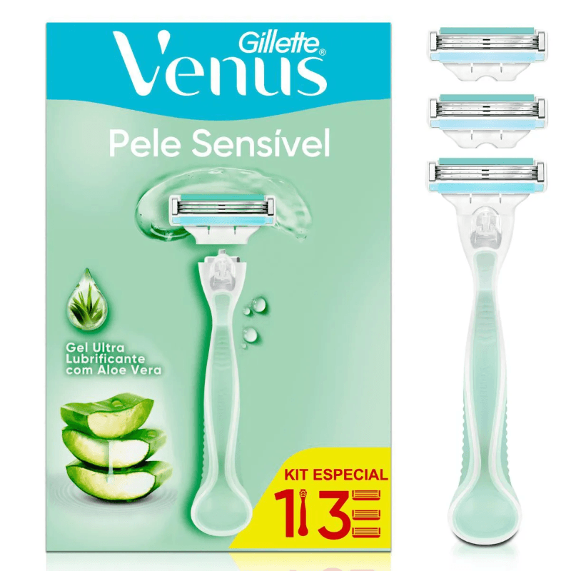 Gillette Venus Pele Sensível Kit 1 Cabo + 3 Refis