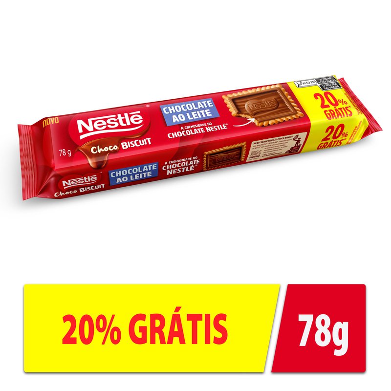 Biscoito Nestlé Choco Biscuit Chocolate ao Leite 78g