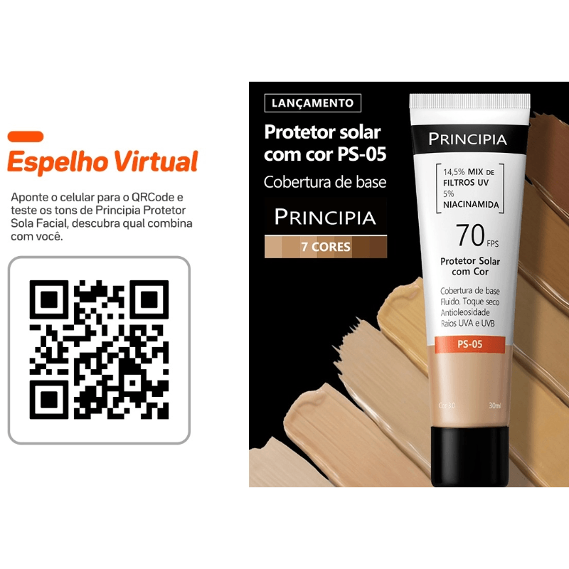 Protetor Principia PS-05 FPS70 Cor 2.0 30ml |Farmácia Drogal