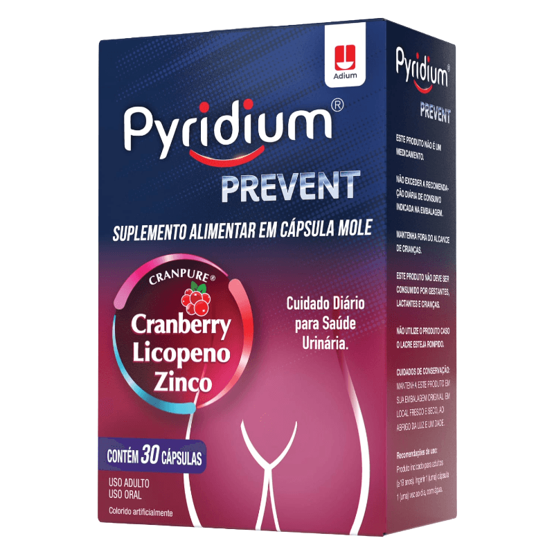 Pyridium Prevent 30 Cápsulas Moles: Como tomar | Drogal